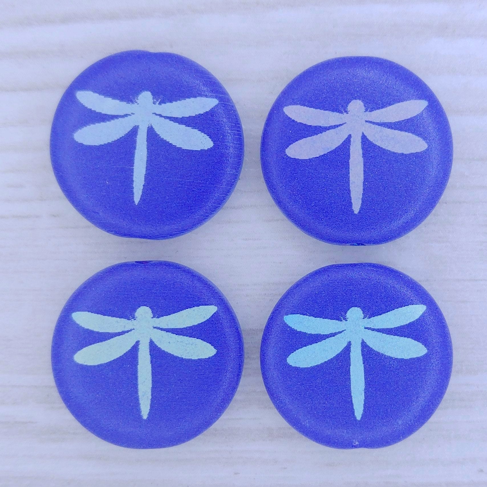 4 x 17mm discs in Matt Dark Blue with laser etched Dragonfly – Old ...